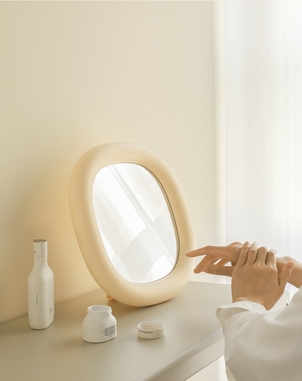 Small Round Desk Mirror for Makeup & Decor Green | NOVI BOX